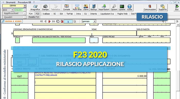 F23 2020: rilascio applicazione - INTEGRATO GB