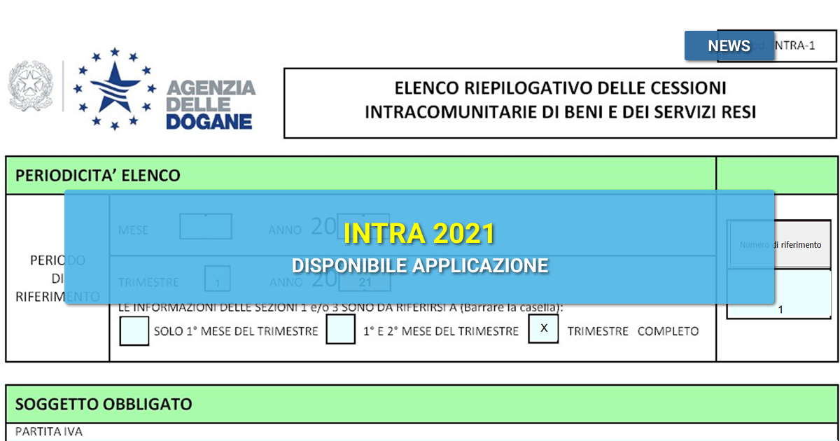 Intra 2021: disponibile applicazione - INTEGRATO GB